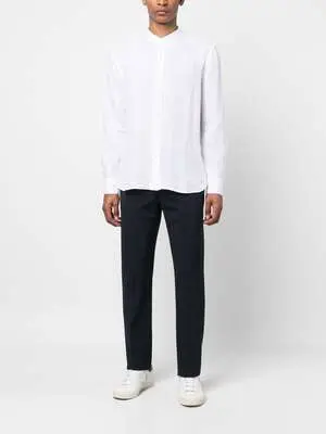 120% Lino Band-collar Linen Shirt