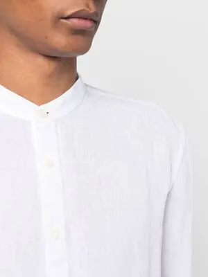 120% Lino Band-collar Linen Shirt