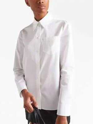 Prada Logo-embroidered Poplin Shirt