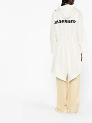 JIL SANDER Logo-print Drawstring Coat - Neutrals