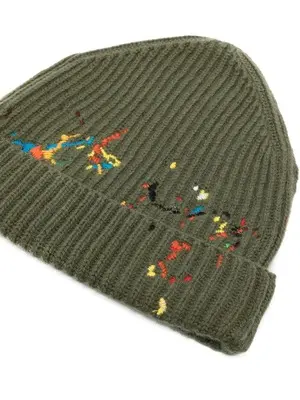 MOSTLY HEARD RARELY SEEN Barcode-detail Paint-splatter Beanie - Green