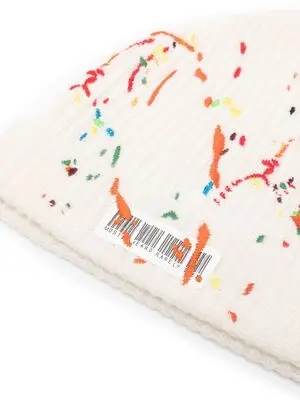 MOSTLY HEARD RARELY SEEN Barcode-detail Embroidered Beanie - White
