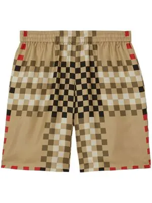 Burberry Pixel Check Silk Shorts - Neutrals