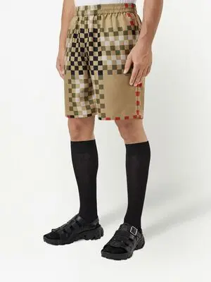 Burberry Pixel Check Silk Shorts
