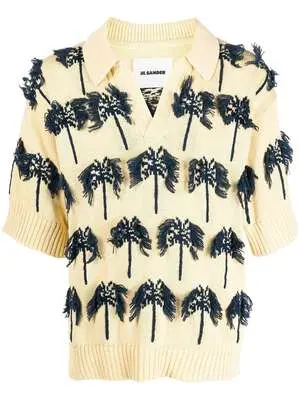 JIL SANDER Palm-tree Polo Shirts - Yellow
