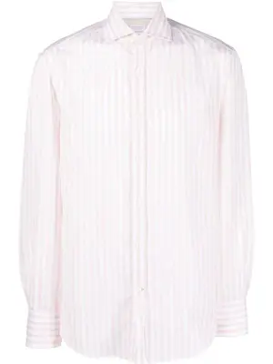 Brunello Cucinelli Stripe-print Long-sleeve Shirt - Pink