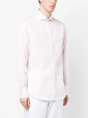 Brunello Cucinelli Stripe-print Long-sleeve Shirt - Pink