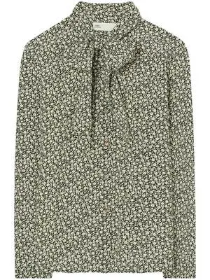 Tory Burch Ditsy Floral-print Bow Blouse