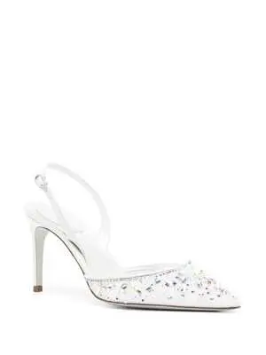 Rene Caovilla Lace-embellished Slingback Pumps