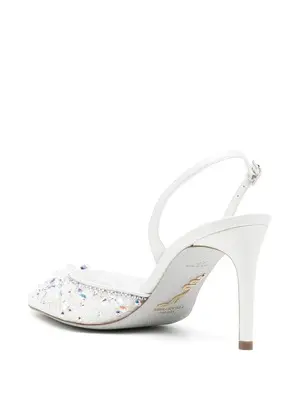 Rene Caovilla Lace-embellished Slingback Pumps