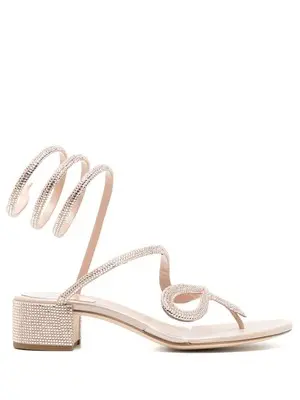 Rene Caovilla Snake Crystal Embellished Sandals - Pink