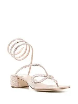 Rene Caovilla Snake Crystal Embellished Sandals - Pink