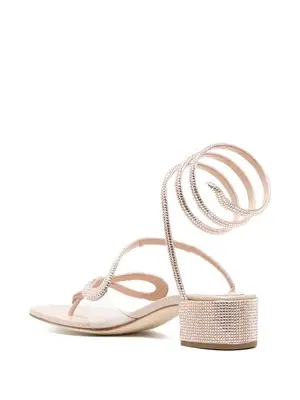 Rene Caovilla Snake Crystal Embellished Sandals - Pink
