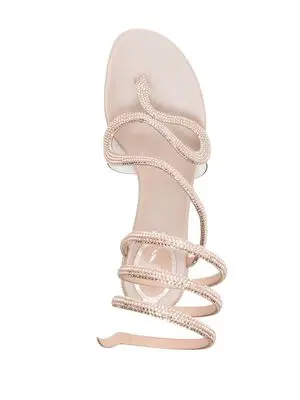 Rene Caovilla Snake Crystal Embellished Sandals - Pink