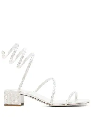 Rene Caovilla Crystal Embellished Strappy Sandals - White