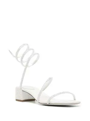Rene Caovilla Crystal Embellished Strappy Sandals - White