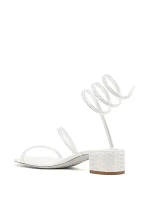 Rene Caovilla Crystal Embellished Strappy Sandals - White