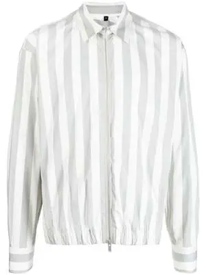 LARDINI Striped Zip-up Jacket - Green