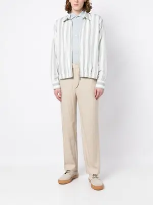 LARDINI Striped Zip-up Jacket - Green