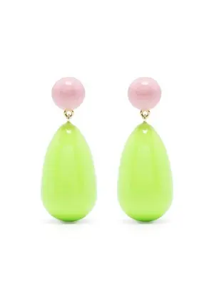 ESHVI Drop Enamel Earrings - Green