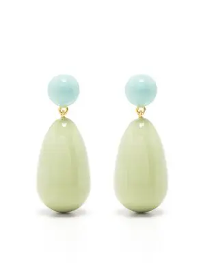 ESHVI Eshvi Enamel Drop Earrings Green