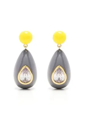 ESHVI Crystal Enamel Drop Earrings - Grey