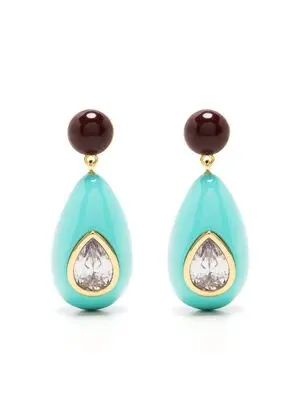 ESHVI Crystal Enamel Drop Earrings - Blue