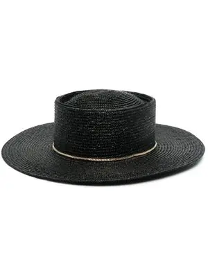 Elisabetta Franchi Raffia Chain-detail Fedora Hat