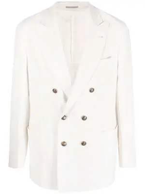 Brunello Cucinelli Double-breasted Linen Blazer - Neutrals