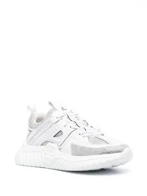 Philipp Plein Leather Rhinestone Runner Sneakers - White