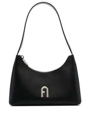 Furla Logo-plaque Leather Shoulder Bag - Black
