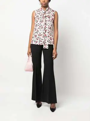 Moschino Floral Print Pussy-bow Top