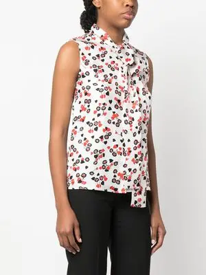 Moschino Floral Print Pussy-bow Top