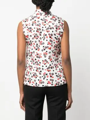 Moschino Floral Print Pussy-bow Top