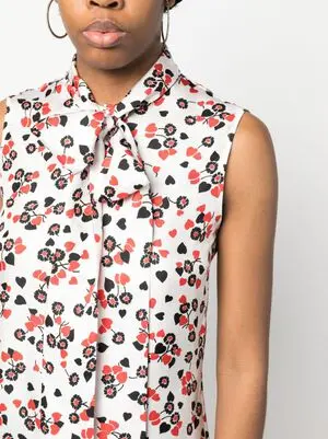 Moschino Floral Print Pussy-bow Top