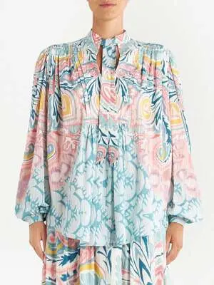 Etro Graphic-print Pussy-bow Blouse