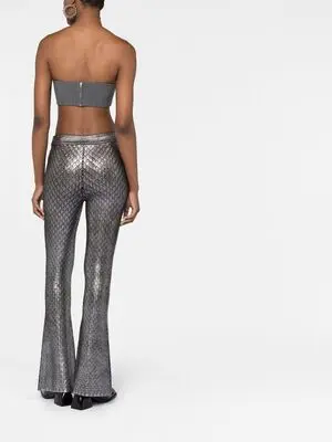 Rabanne High-waisted Flared Trousers - Silver