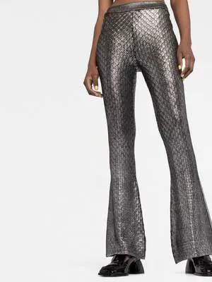Rabanne High-waisted Flared Trousers - Silver