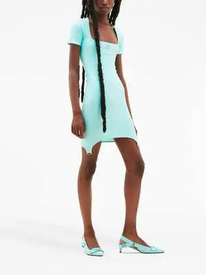 COURREGES Square-neck Mini Dress - Blue