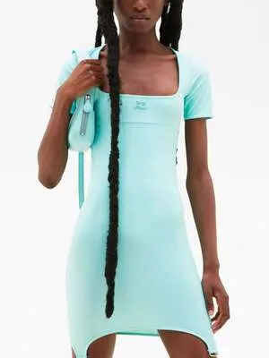 COURREGES Square-neck Mini Dress - Blue