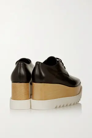 Stella McCartney Elyse Vegetarian Glossed-leather Platform Brogues - Black