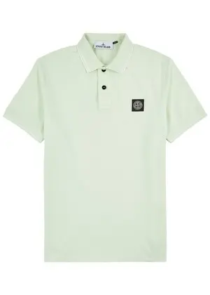 Stone Island Piqué Cotton Polo Shirt Light Green
