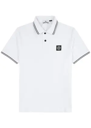 Stone Island Piqué Cotton Polo Shirt - White