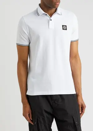 Stone Island Piqué Cotton Polo Shirt - White
