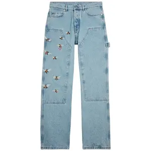 Off-White Bees Embroidered Straight-leg Jeans