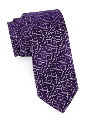 Charvet Men's Jacquard Silk Tie - Navy Purple Navy Purple