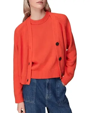 Whistles Karine Ribbed Cardigan - Red