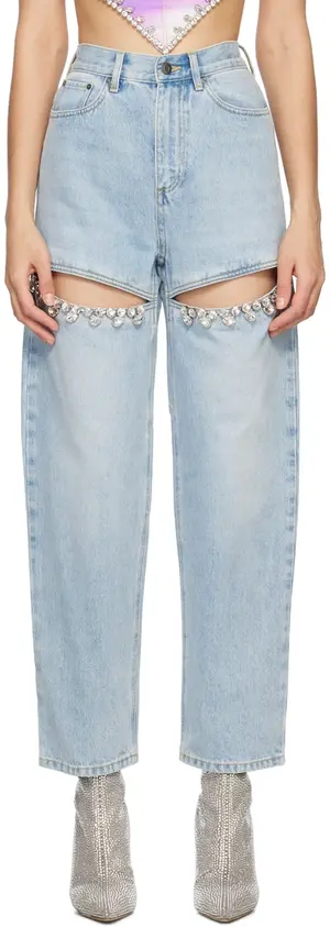 AREA AREA Blue Slit Jeans - Light Blue