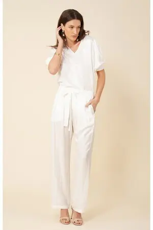 Hale Bob Nena Charmeuse Pant - White