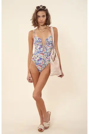 Hale Bob Hale Bob Adore Shirred Swimsuit - Neutral